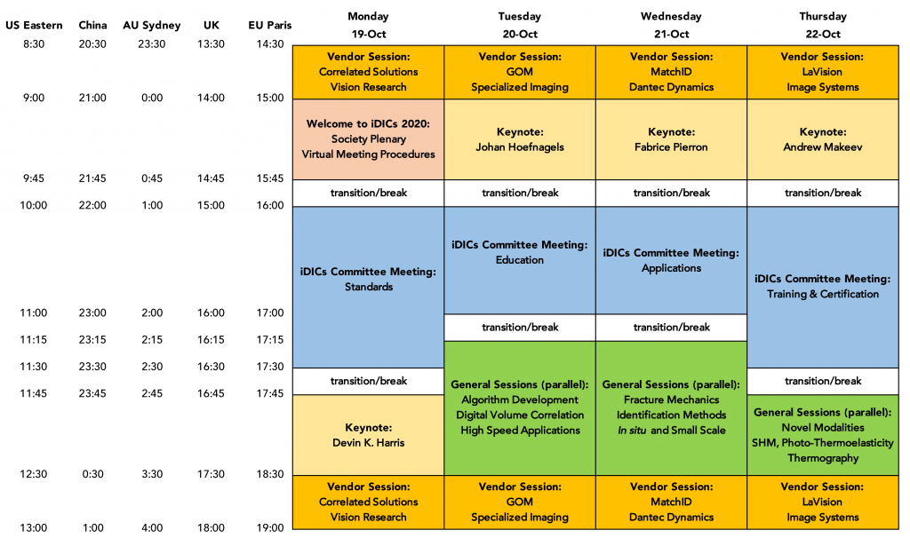 Schedule – iDICs 2020 virtual conference